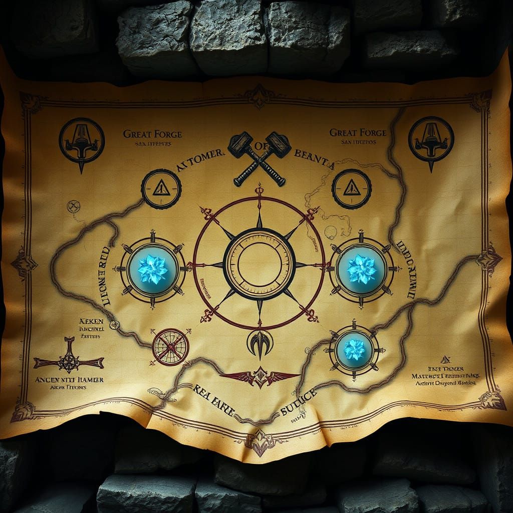 a section of the map's frame gives way, revealing an ancient Dwemer ...
