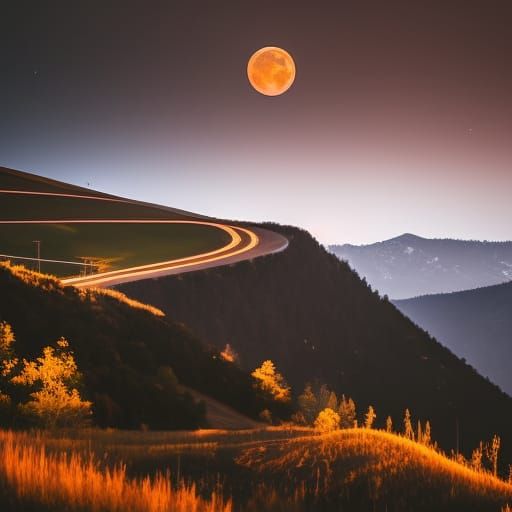 Lunar Eclipse Over the Valley - AI Generated Artwork - NightCafe Creator