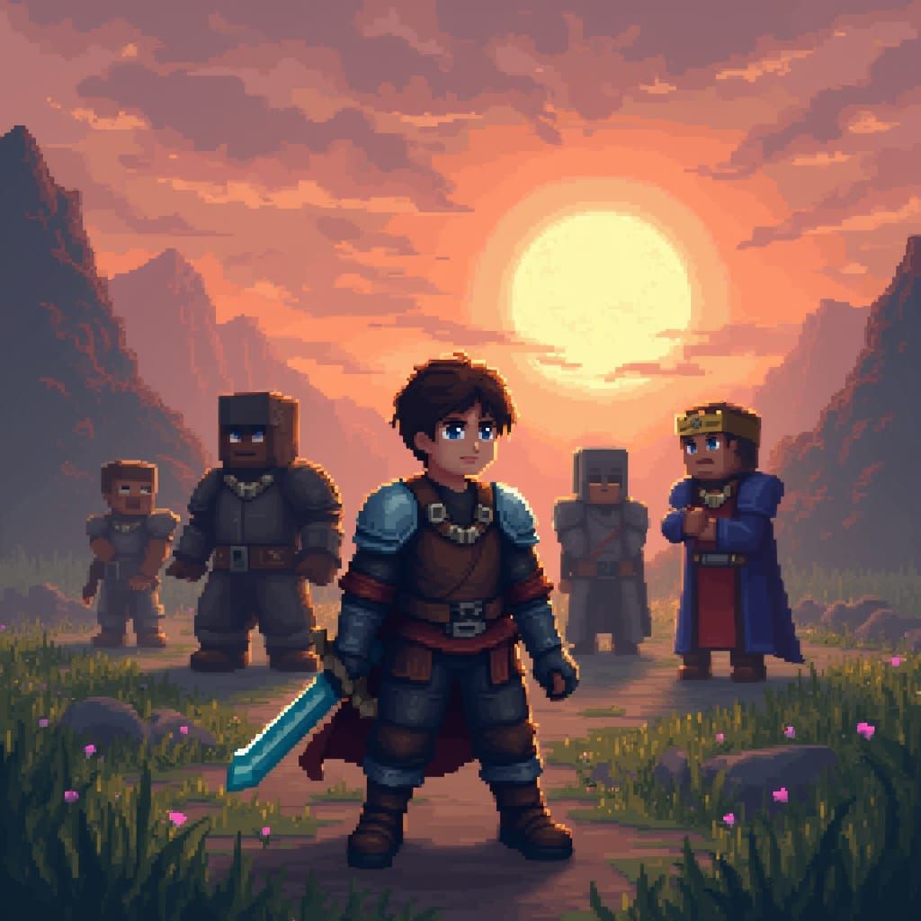 16-bit Minecraft Adventure - Pixelated Heroes Stand United ...