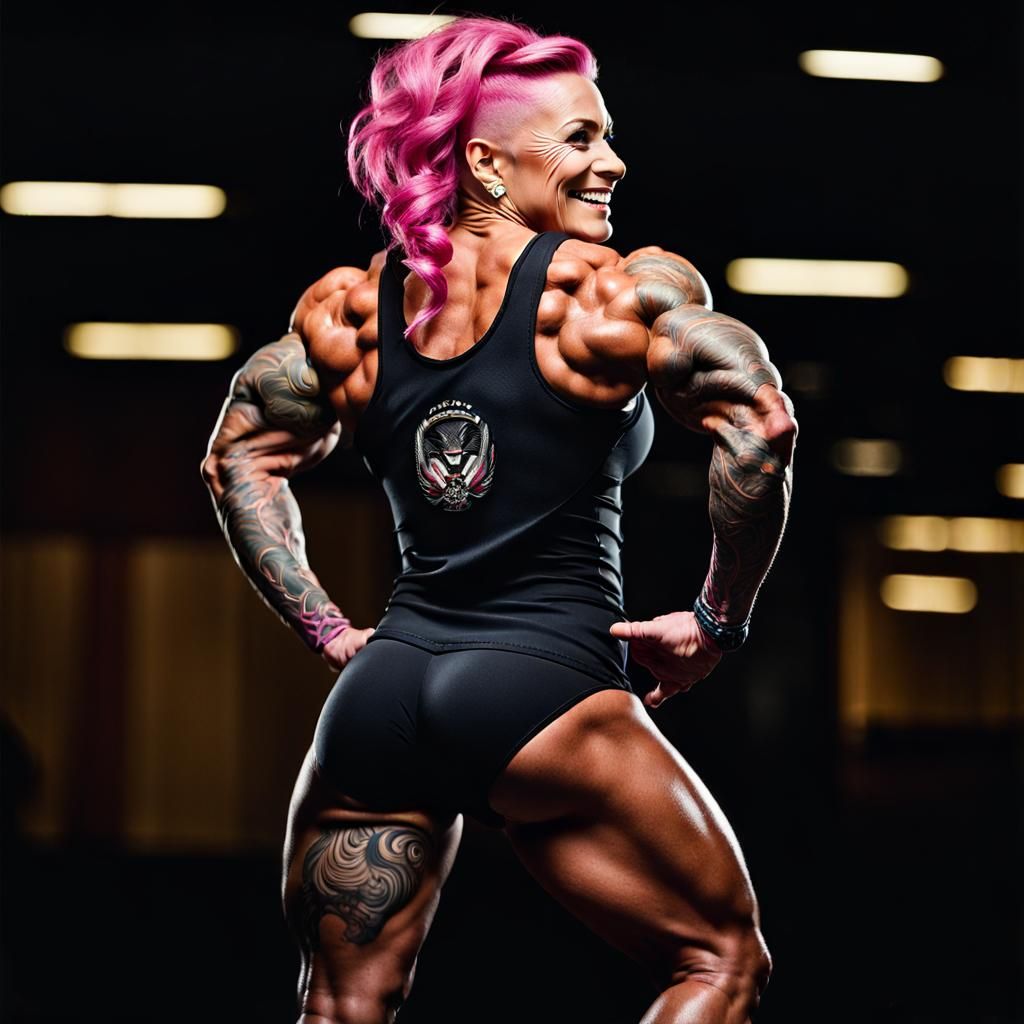 Full Body Portrait of a 40 year old Ripped female Bodybuilder, with ...