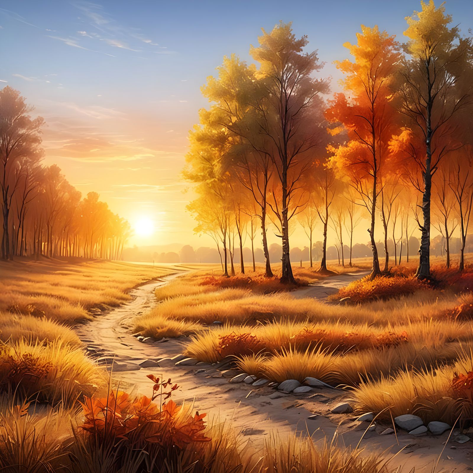 Surreal Autumn Landscape in Hyper-Realistic 8K Concept Art