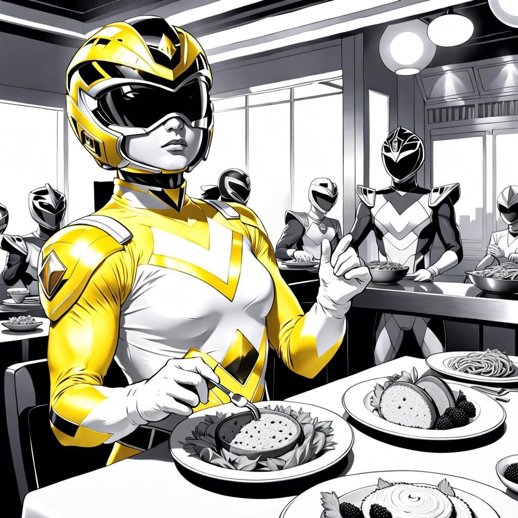 Yellow Ranger in the Cafeteria - AI Generated Artwork - NightCafe Creator
