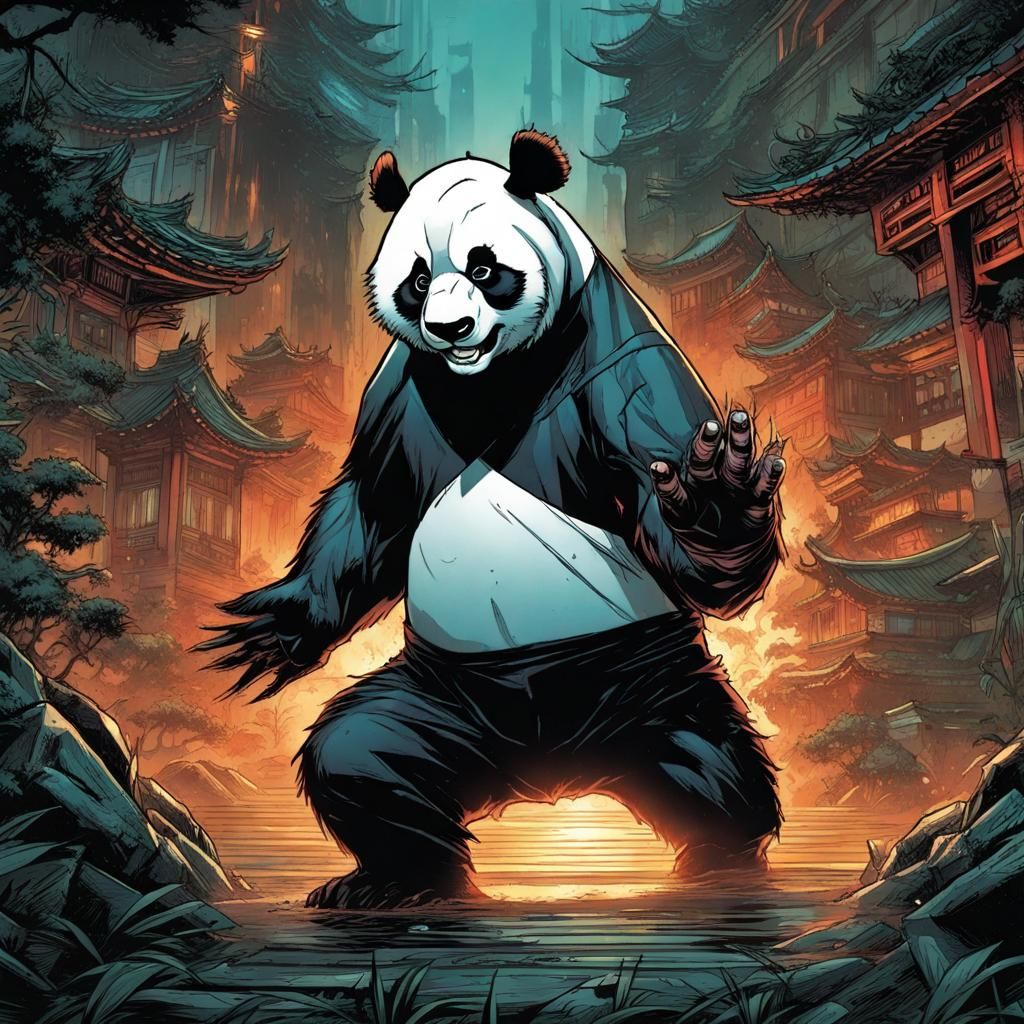 panda punch the dark Samauri - AI Generated Artwork - NightCafe Creator