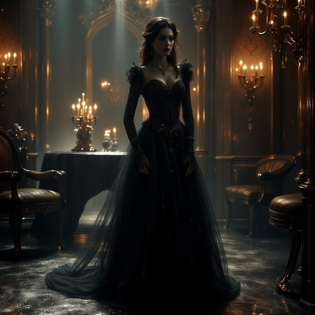 Young Morticia Addams - Ethereal Victorian Vampire Queen in...