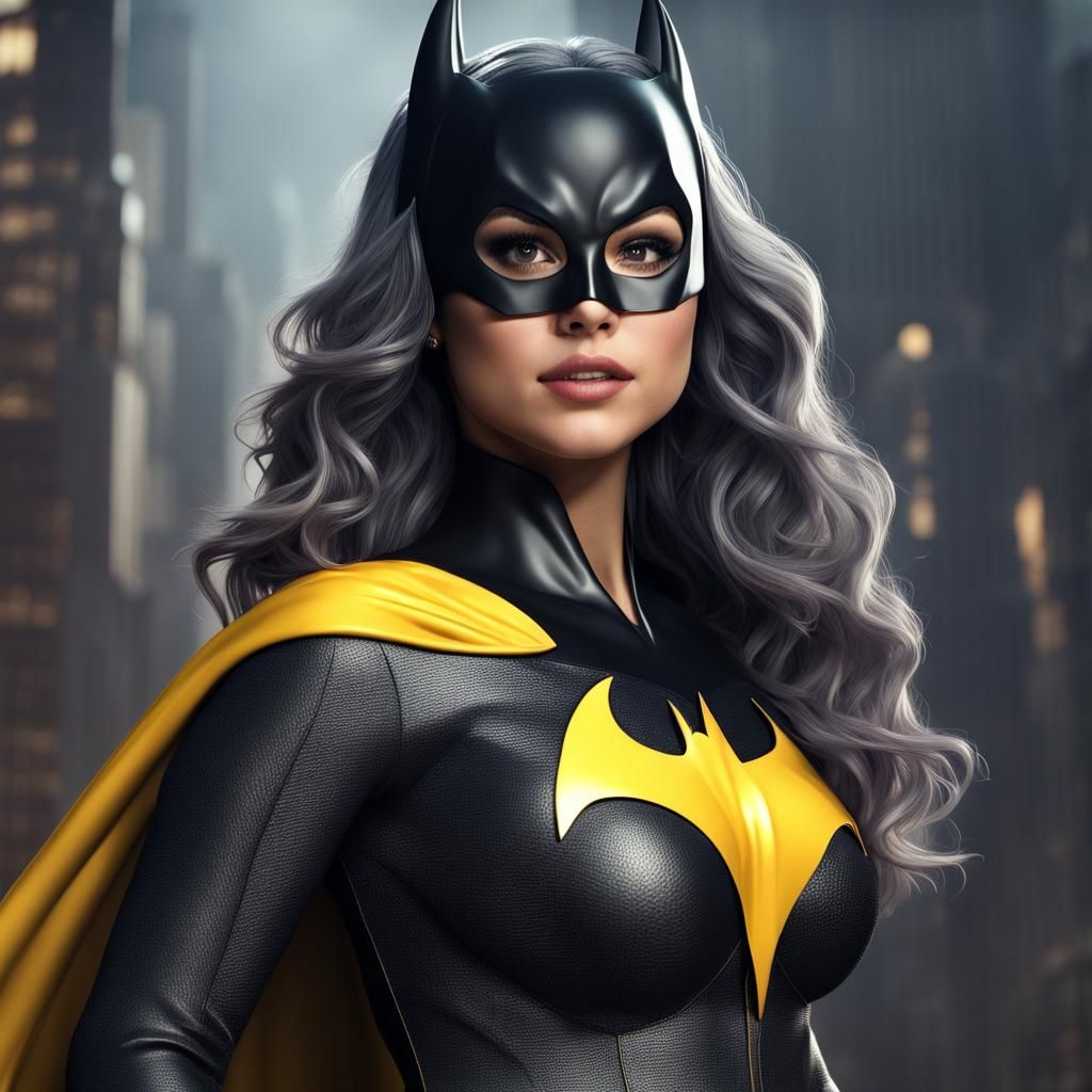 a beautiful elder 50 years old woman with long curly gray hair as ...