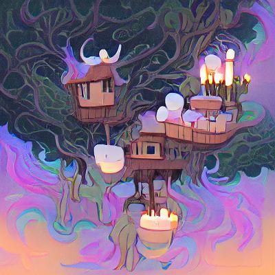 Mythical Treehouse - AI Generated Artwork - NightCafe Creator