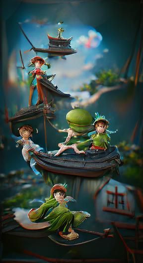 "Peter Pan, Trilli and Wendy" - AI Generated Artwork - NightCafe Creator