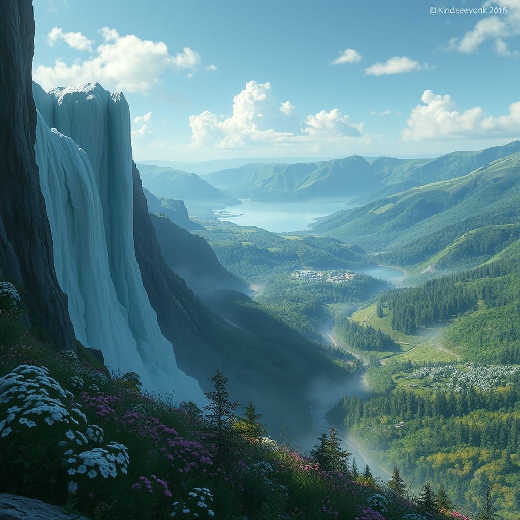 Ethereal Temperate Lands Beyond the Ice Wall - AI Art