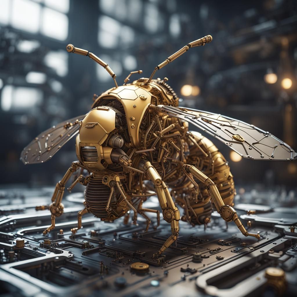 Mechanical bee - AI Generated Artwork - NightCafe Creator
