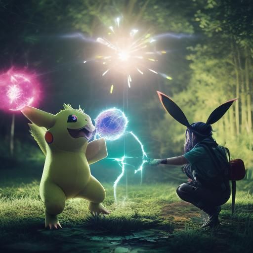 Pokemon battle in the swamp subtractive lighting glitchcore mannerism ...