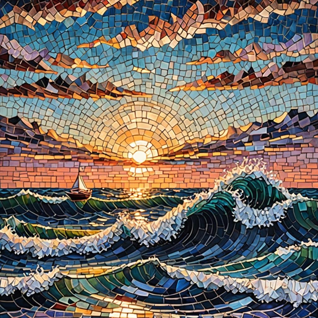 Mosaic Ocean - AI Generated Artwork - NightCafe Creator
