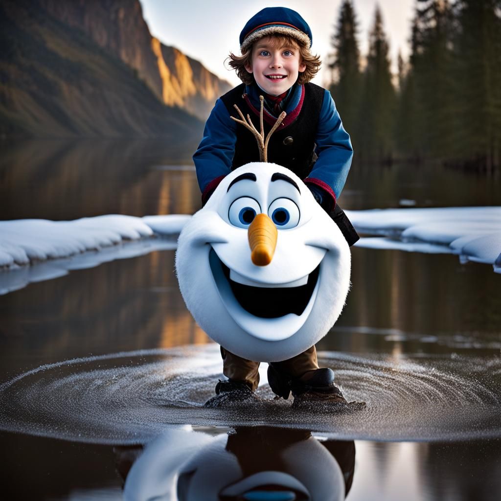Prince Hanz from frozen stepping on Olaf as a puddle - AI Generated ...