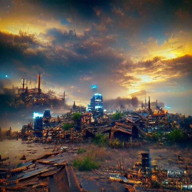 Post-apocalyptic city - AI Generated Artwork - NightCafe Creator