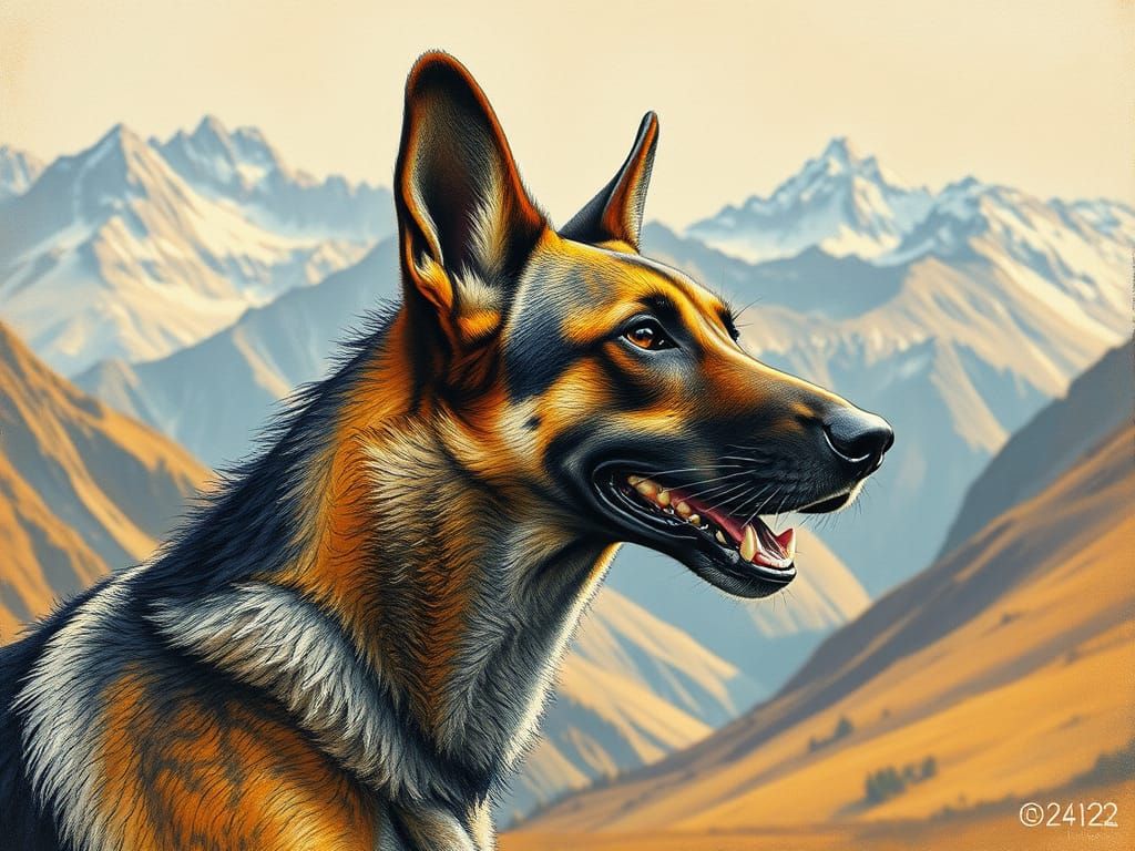 Hund in den Bergen - Hungarian Hunting Dog in Dreamlike Alpi...