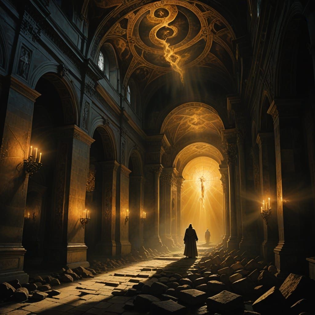 Ethereal Spirit Floats Through the Vatican in Haun... - AI Art