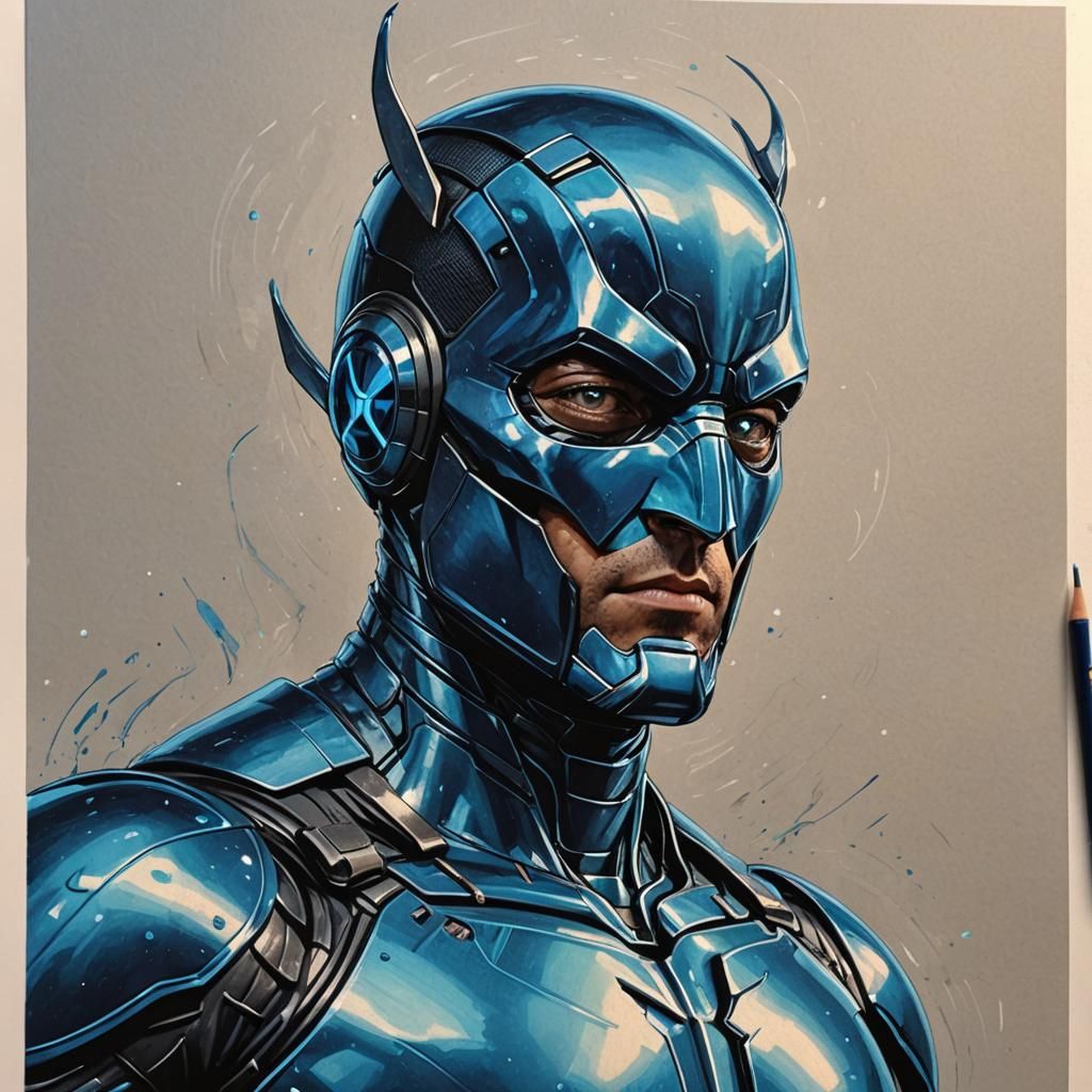 Somebody Drawing Blue Beetle from DC Comics - AI Generated Artwork ...