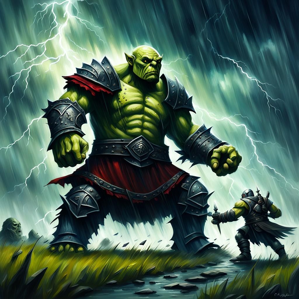 Knight fighting a Orc - AI Generated Artwork - NightCafe Creator