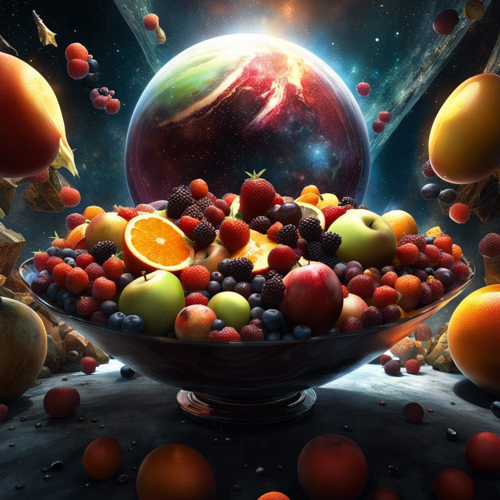 Fruit bowl in space - AI Generated Artwork - NightCafe Creator