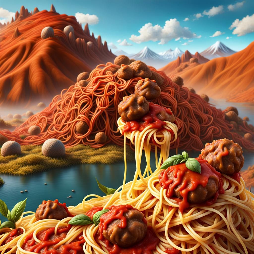 16k resolution, captivating image of spaghetti lands with marinara ...
