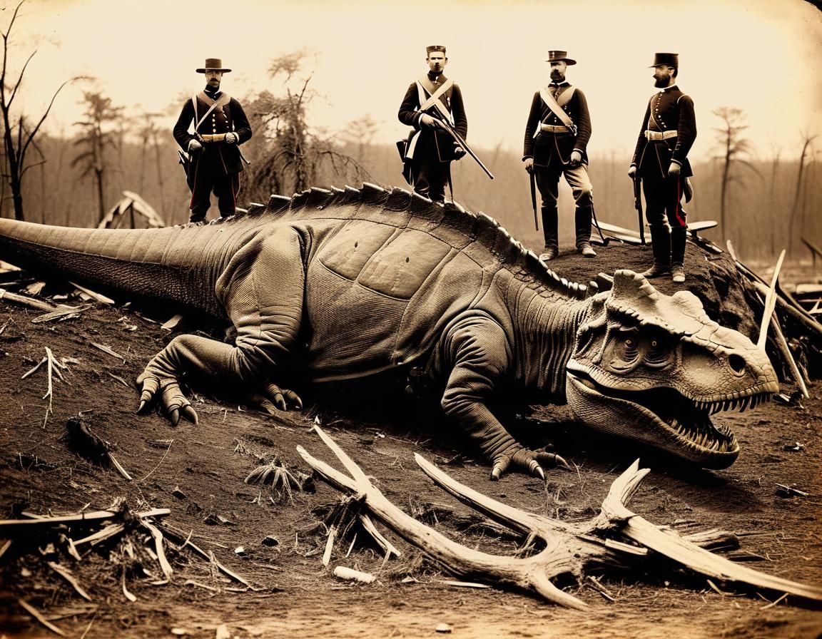 Civil War Soldiers and a Defeated Monster - AI Generated Artwork ...