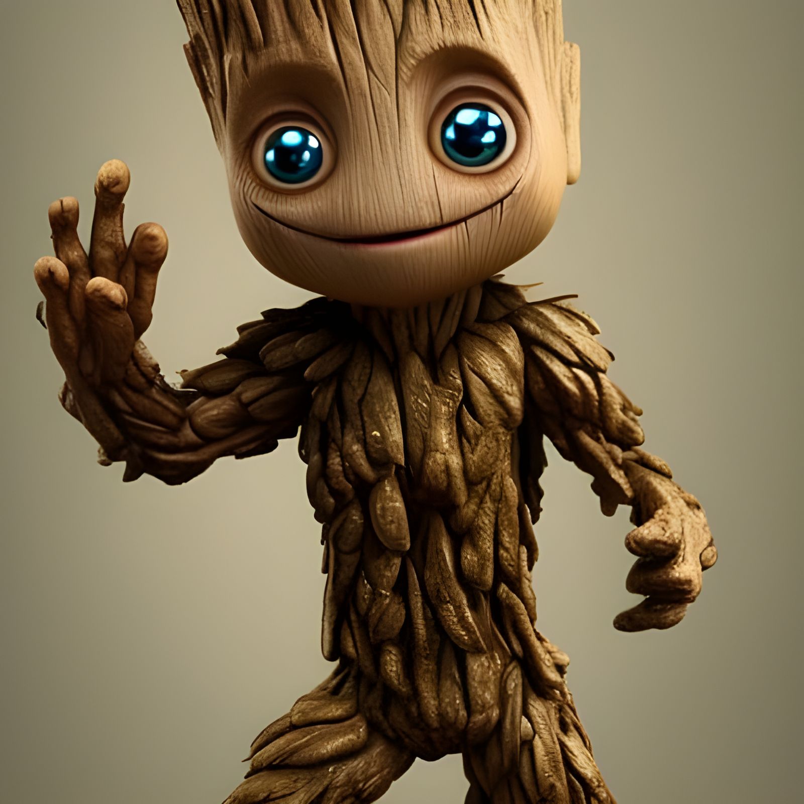 an adorable chibi groot, gorgeous eyes, sparks, Michael Kaluta ...