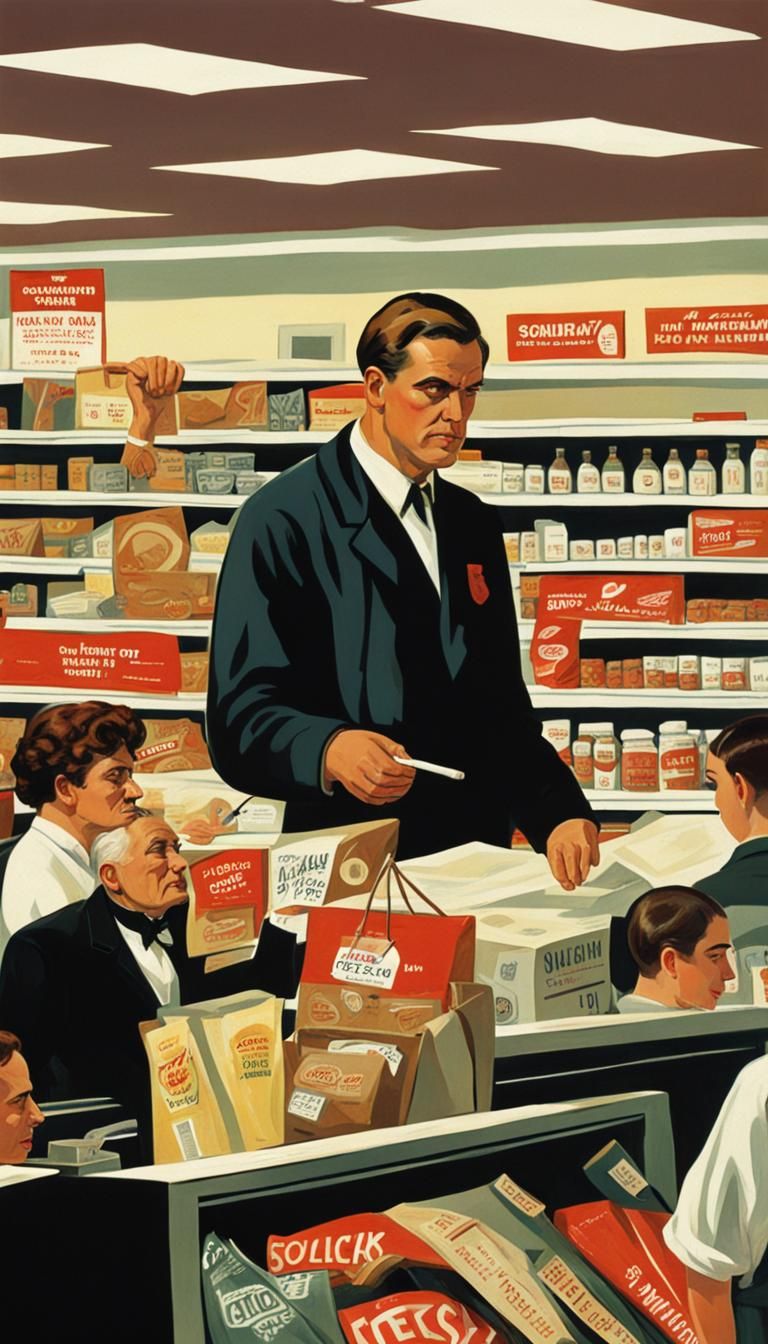 Socialist realism poster at the supermarket checkout I sway to a ...