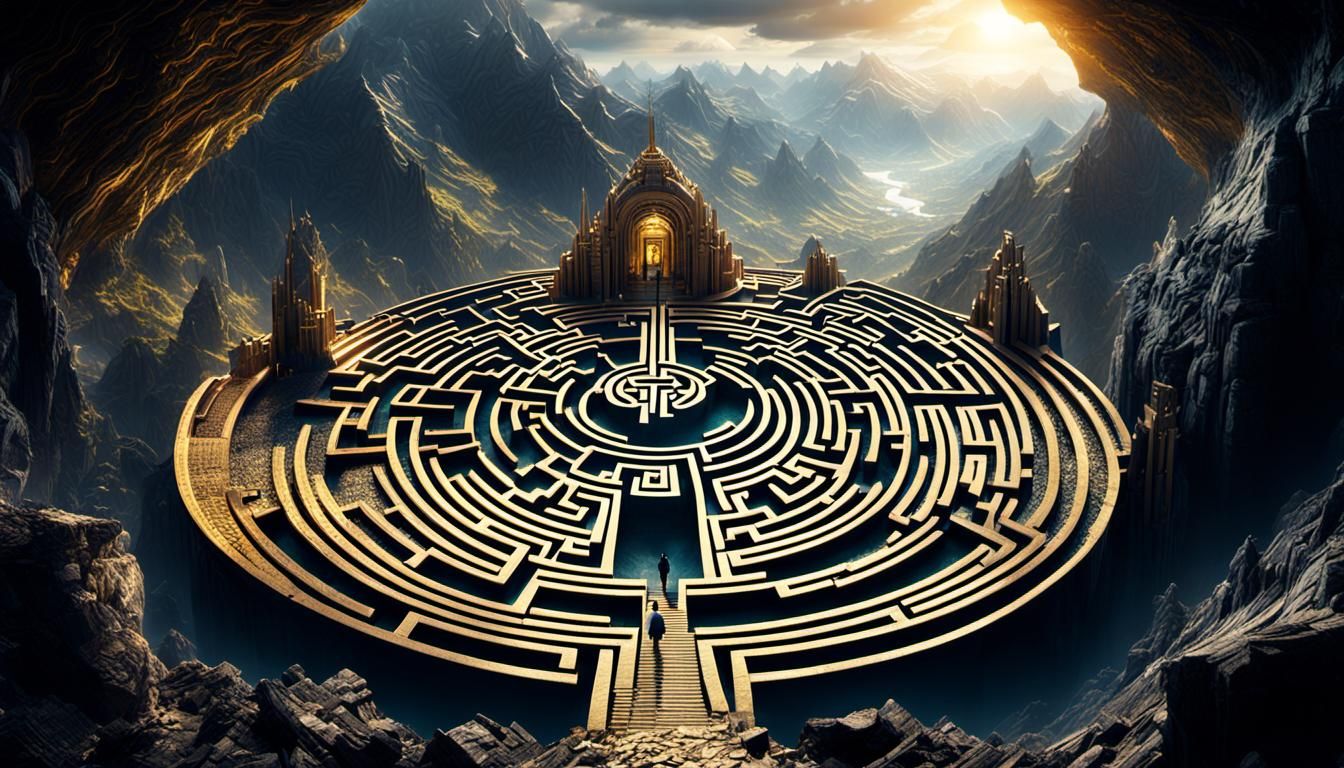 gold labyrinth inside a mountain - AI Generated Artwork - NightCafe Creator