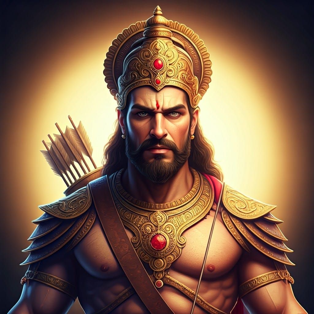 Epic King Arjuna Action Figure in Ancient Indian A... - AI Art