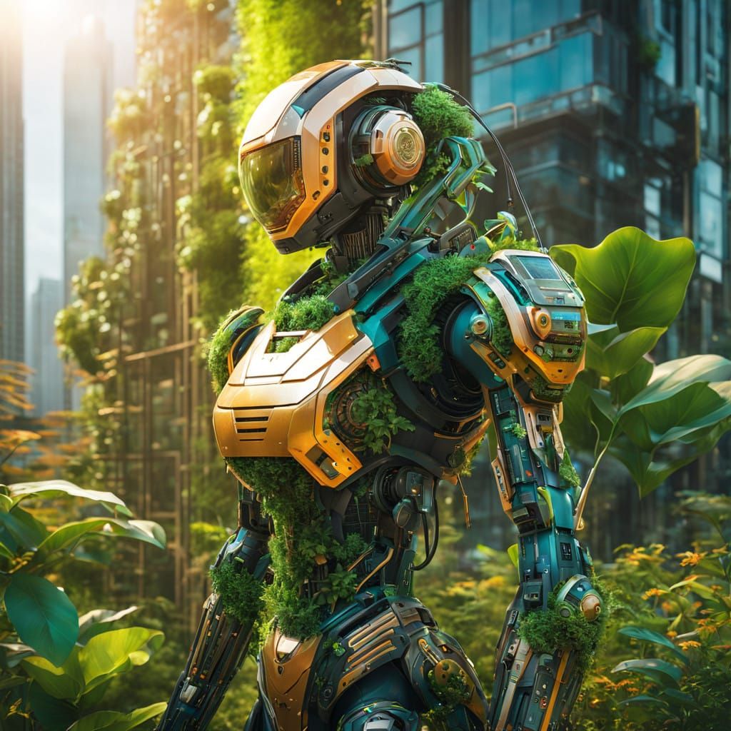 Solarpunk female robot - Solarpunk female robot