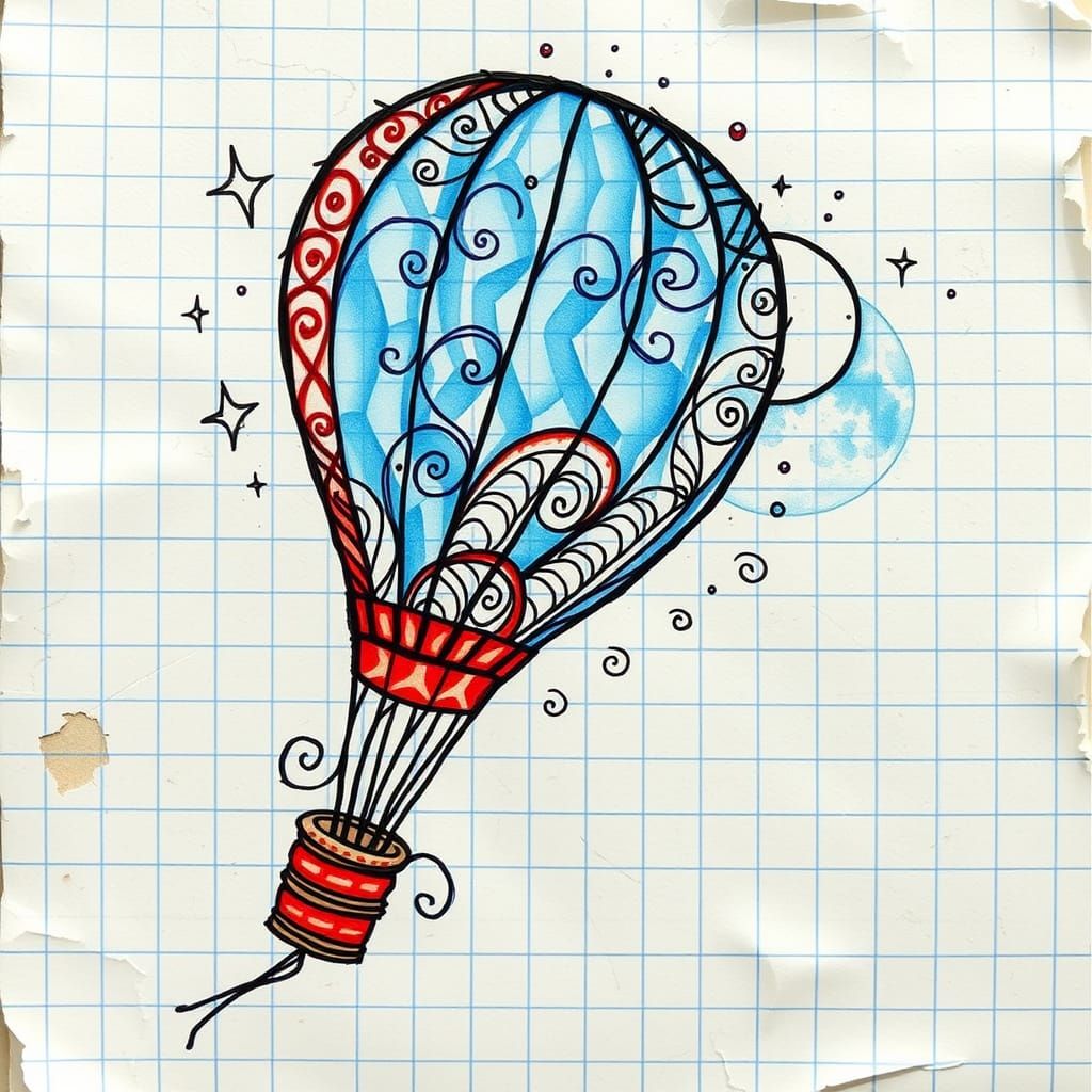 Hot Air Balloon Doodle - Hot Air Balloon Doodle