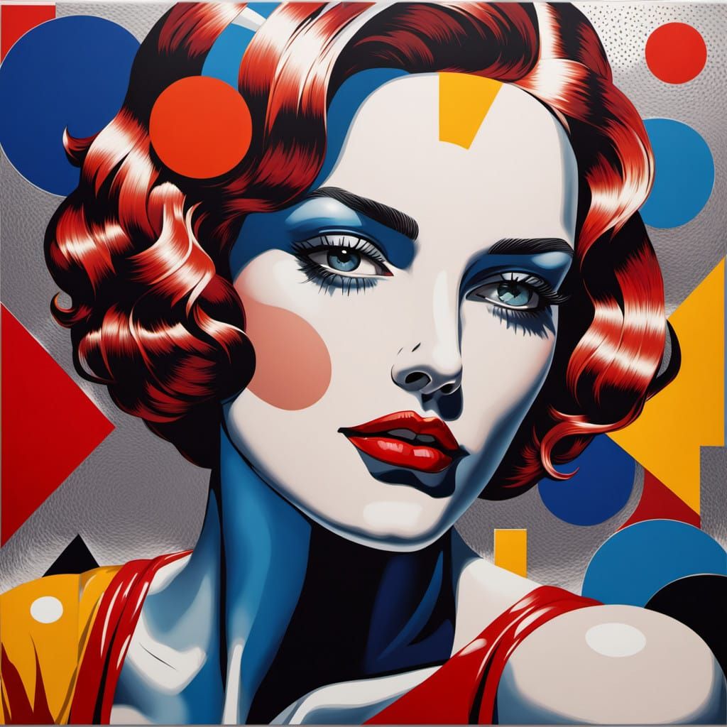 Bold Pop Art Portrait in Metallic Silver - AI Art