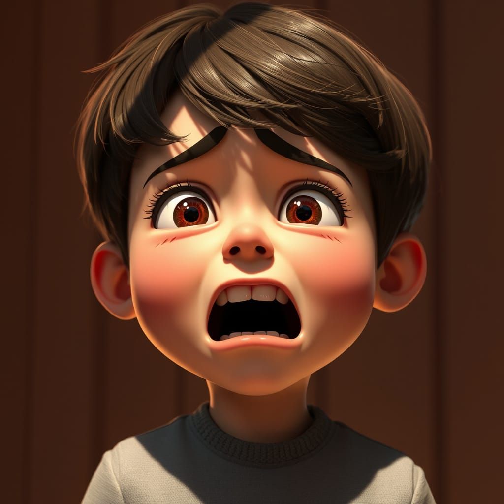 Realistic 3D Animated Style Child in Distress - AI Art