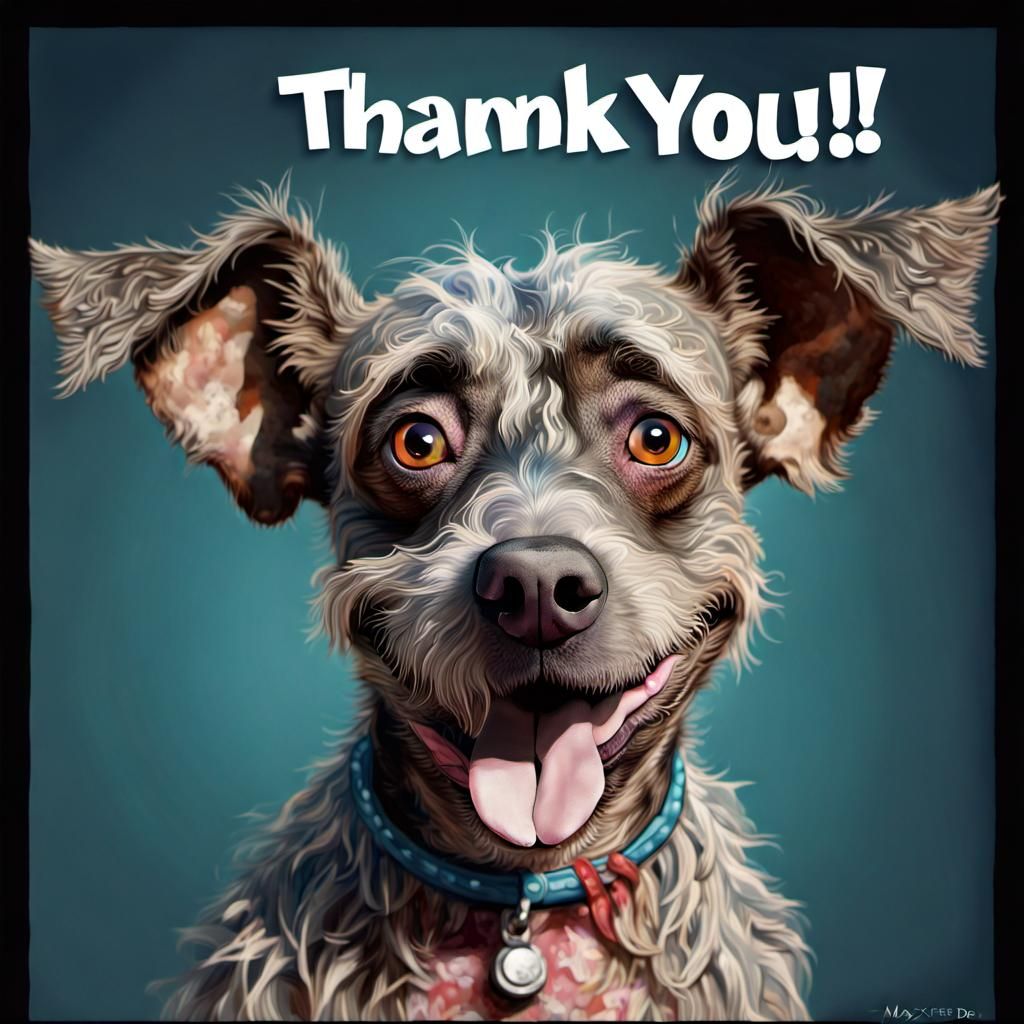 "Thank You!" Text across bottom. Ugliest dog you have ever seen. goofy ...