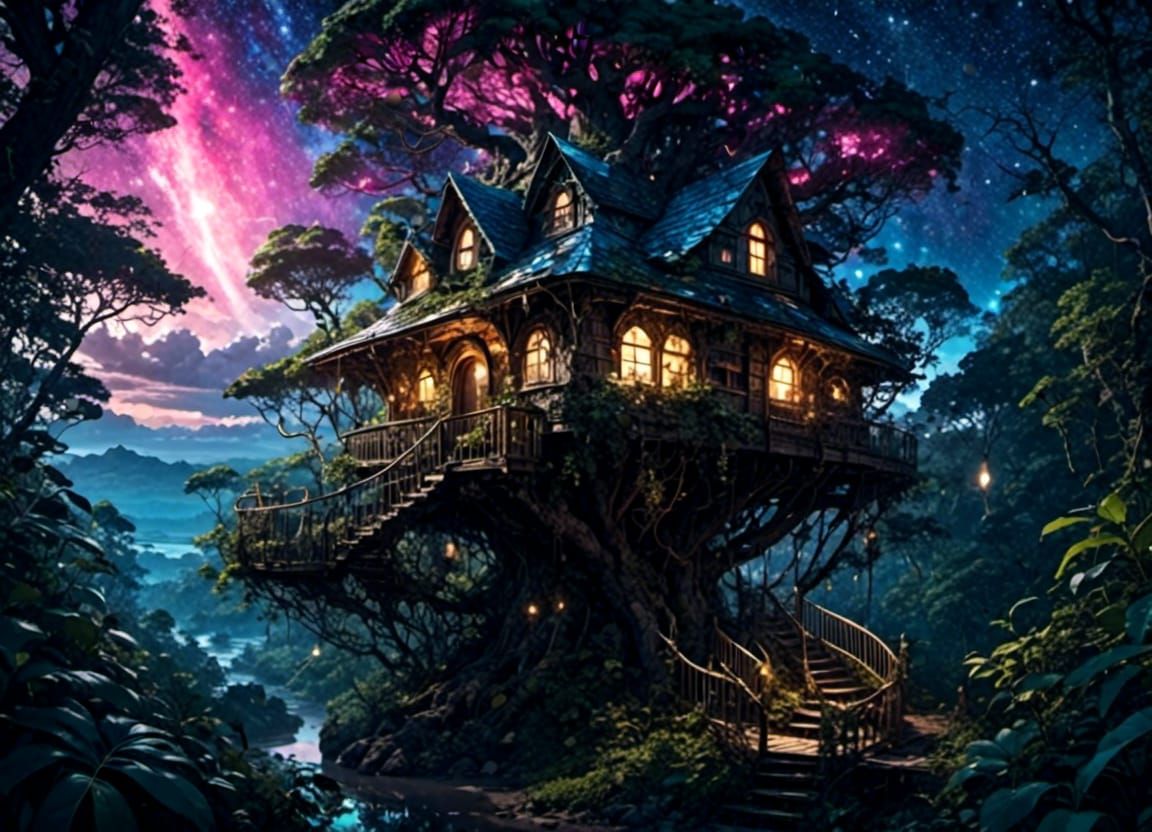 magical treehouse - AI Generated Artwork - NightCafe Creator