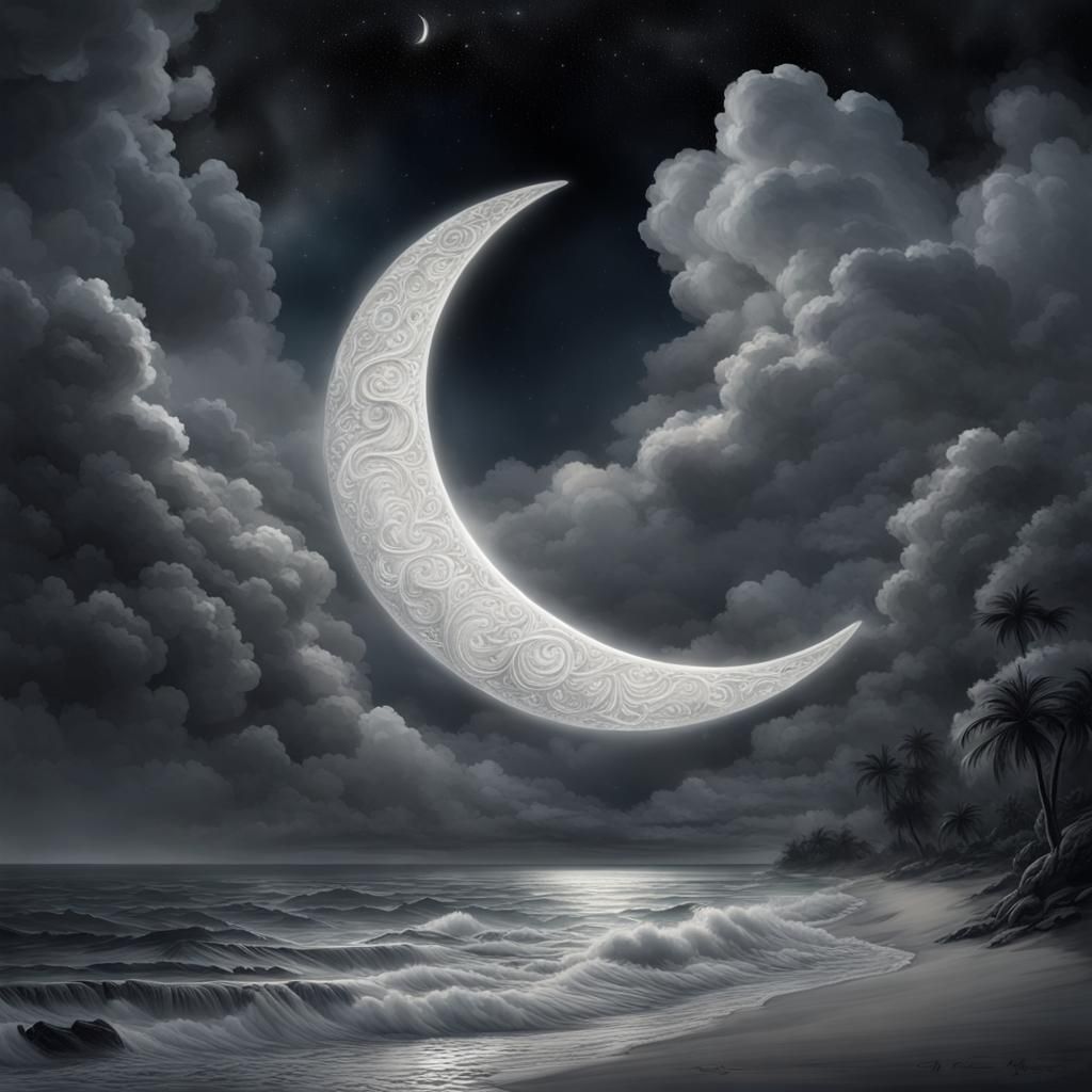 Rising Silver Moon 4 - AI Generated Artwork - NightCafe Creator