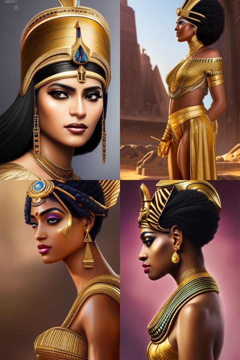 elegant beautiful African Cleopatra Queen of Egypt, beautiful face with ...