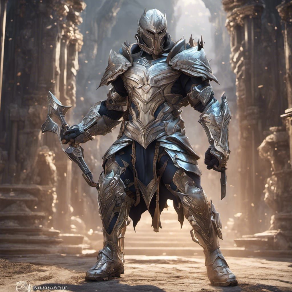 Silver armor, superhero, buff, male, crossbow, arcane - AI Generated ...