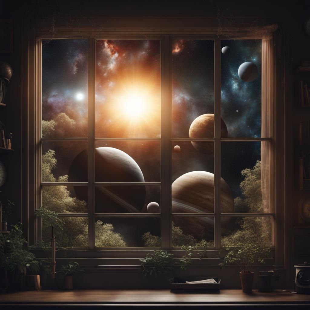 The Solar system from the window of the house - AI Generated Artwork ...