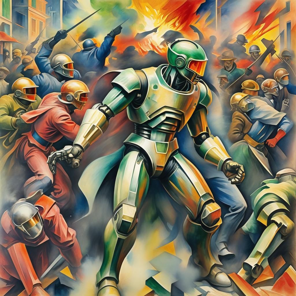 Marvellous epic Futurism: burn the past, Revolt, renew, watercolours ...