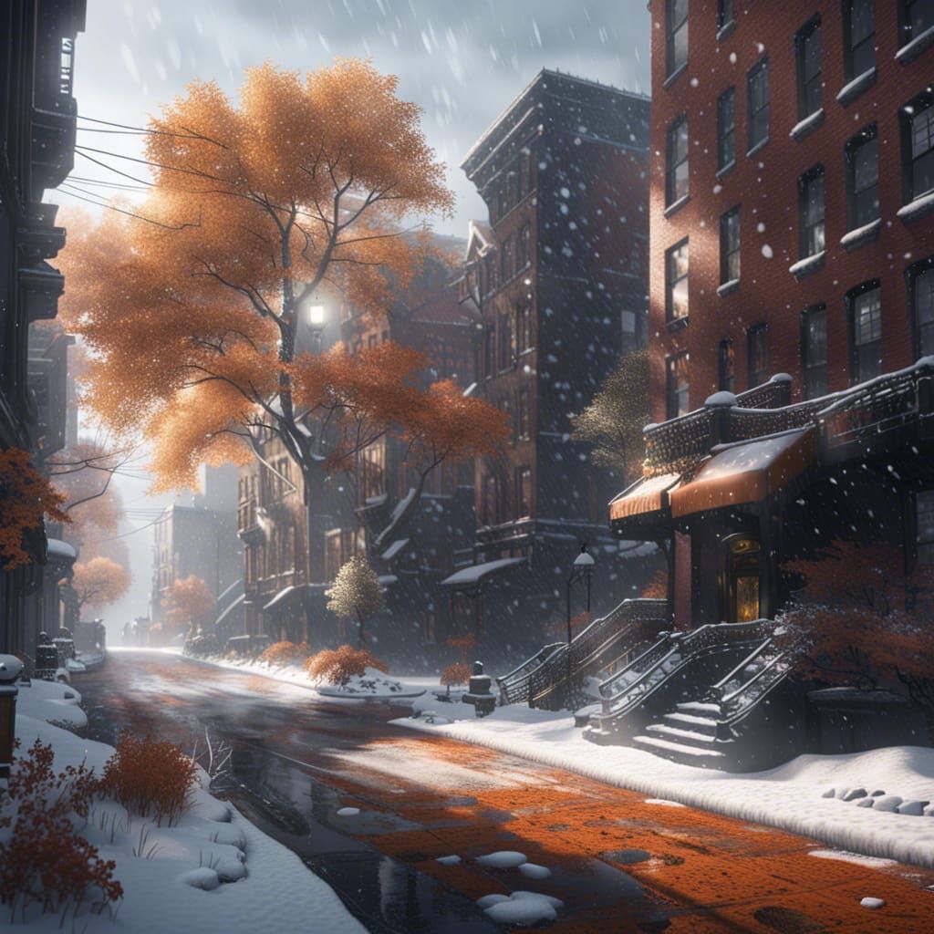 The first snowfall of the year in new york - AI Generated Artwork - NightCafe Creator