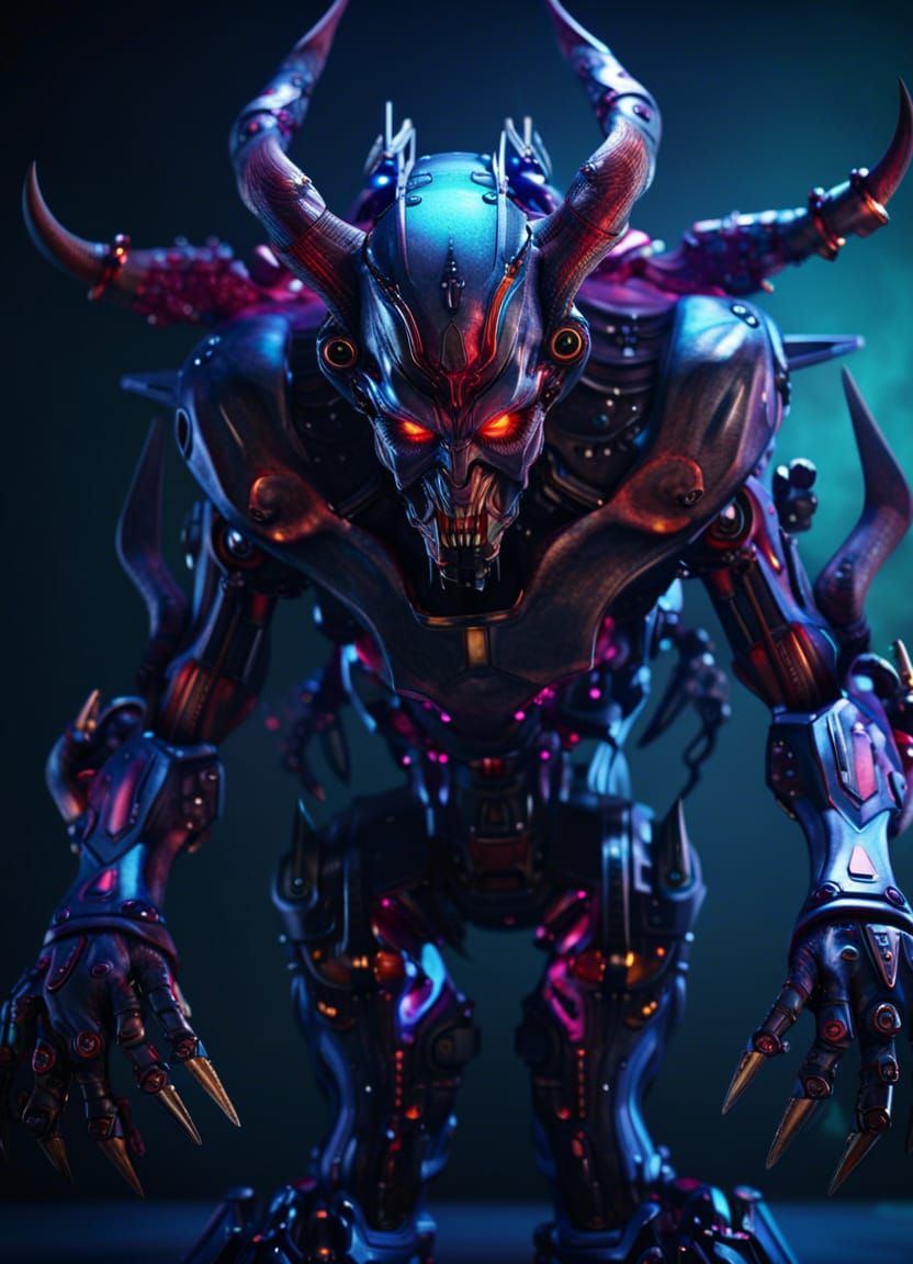 Robotic demon monster - AI Generated Artwork - NightCafe Creator