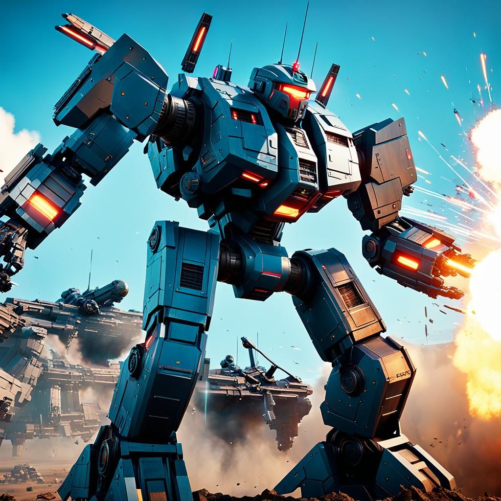 Epic Sci-Fi Mecha vs. Missile Horde - AI Art