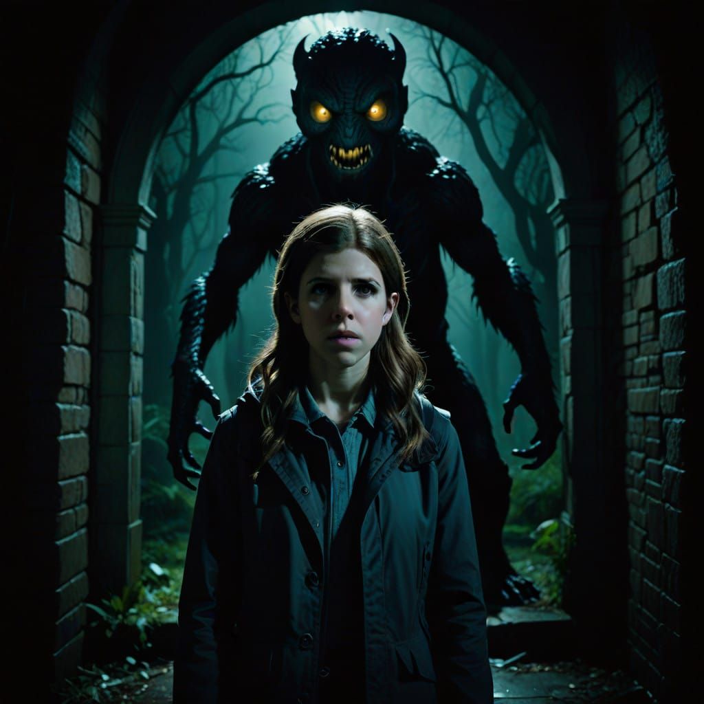 Anna Kendrick in a Haunting Shadow Realm - AI Art