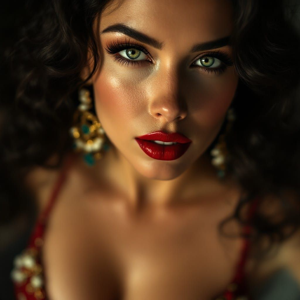 Vintage Pinup Goddess in Warm Sepia Tones - AI Art