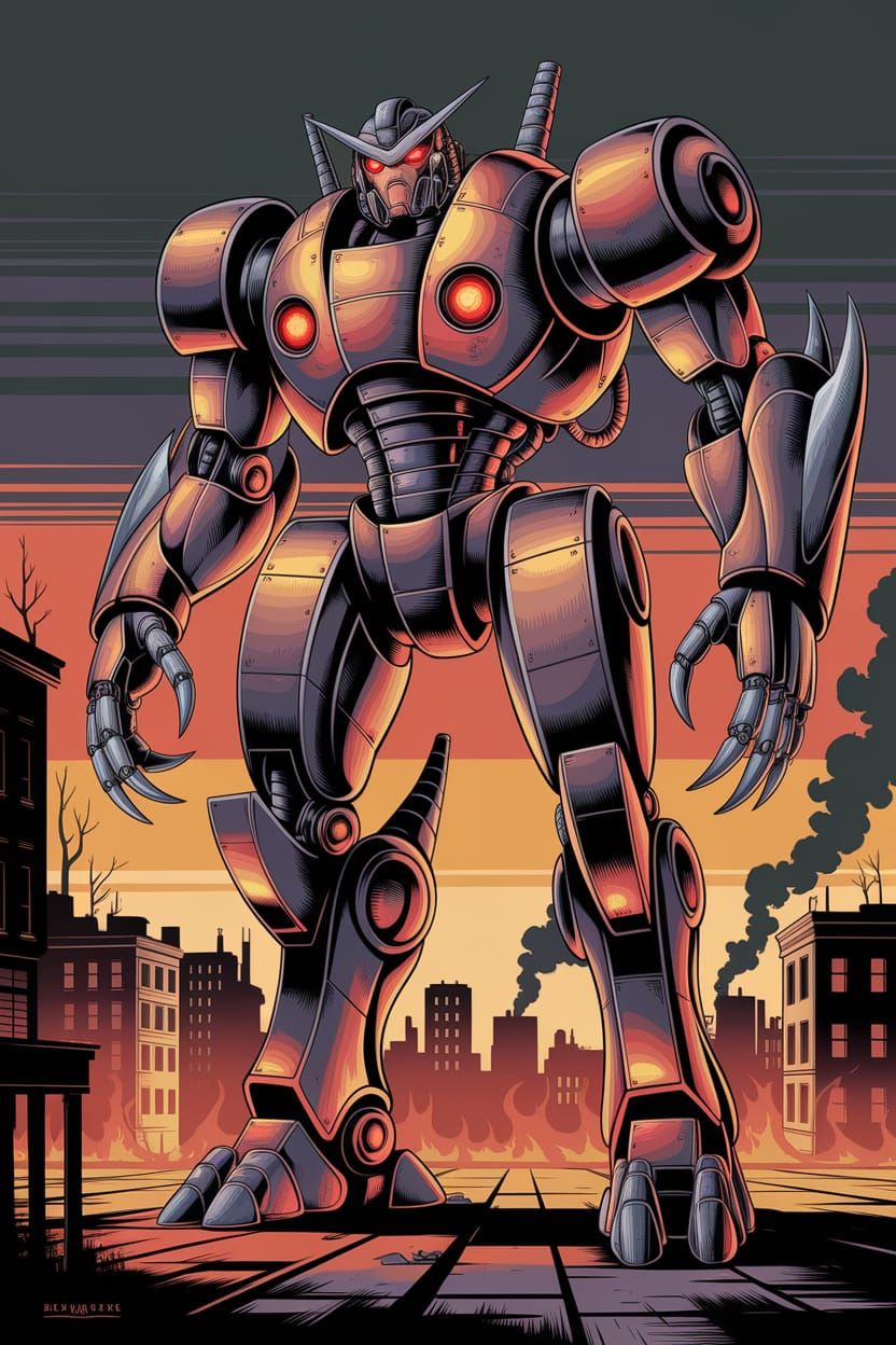 Giant evil robot 🤖 😏 - Cyberpunk Robot Dominates a Desola...