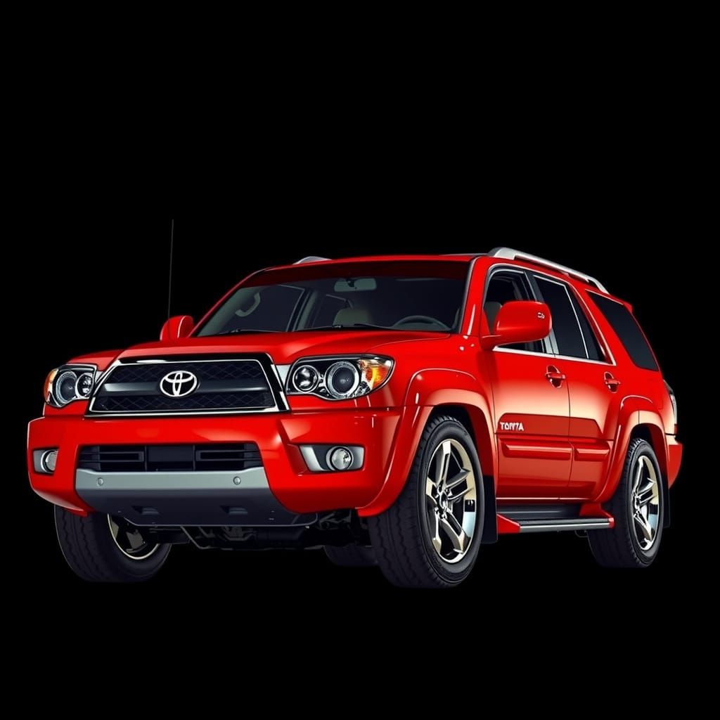 Sleek Fire Engine Red 4Runner Showcases Custom Chr... - AI Art