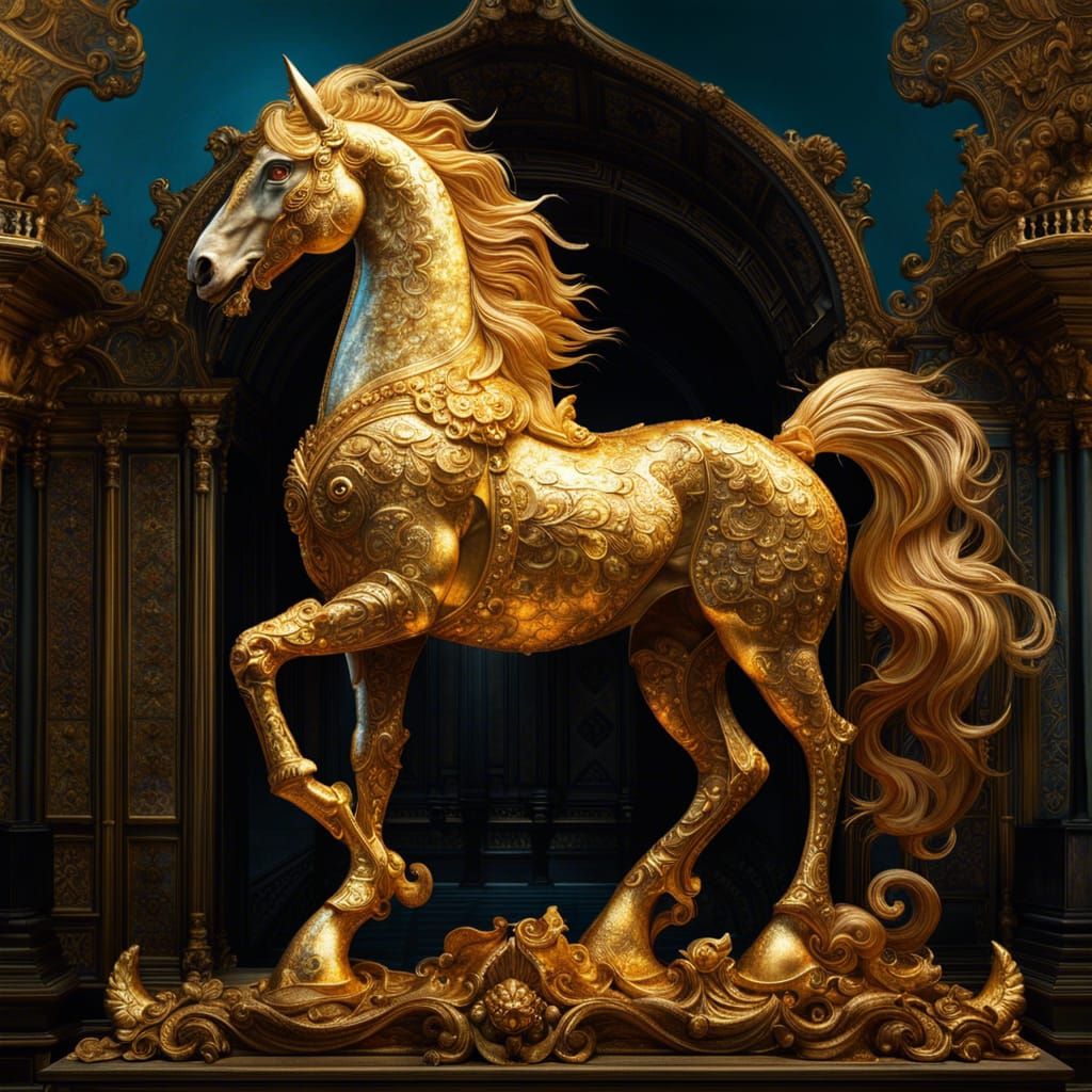 Golden Horse!!! - AI Generated Artwork - NightCafe Creator