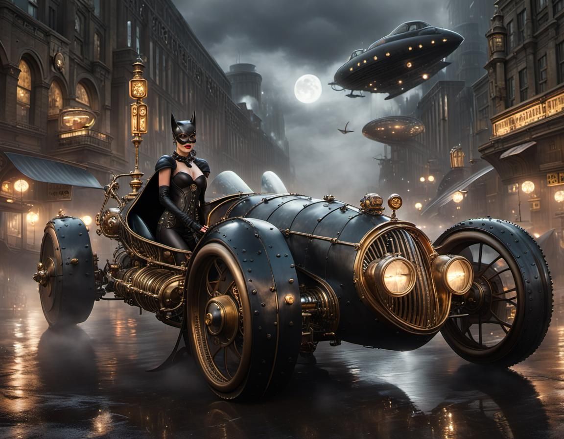 Batmobile and Catwoman - AI Generated Artwork - NightCafe Creator