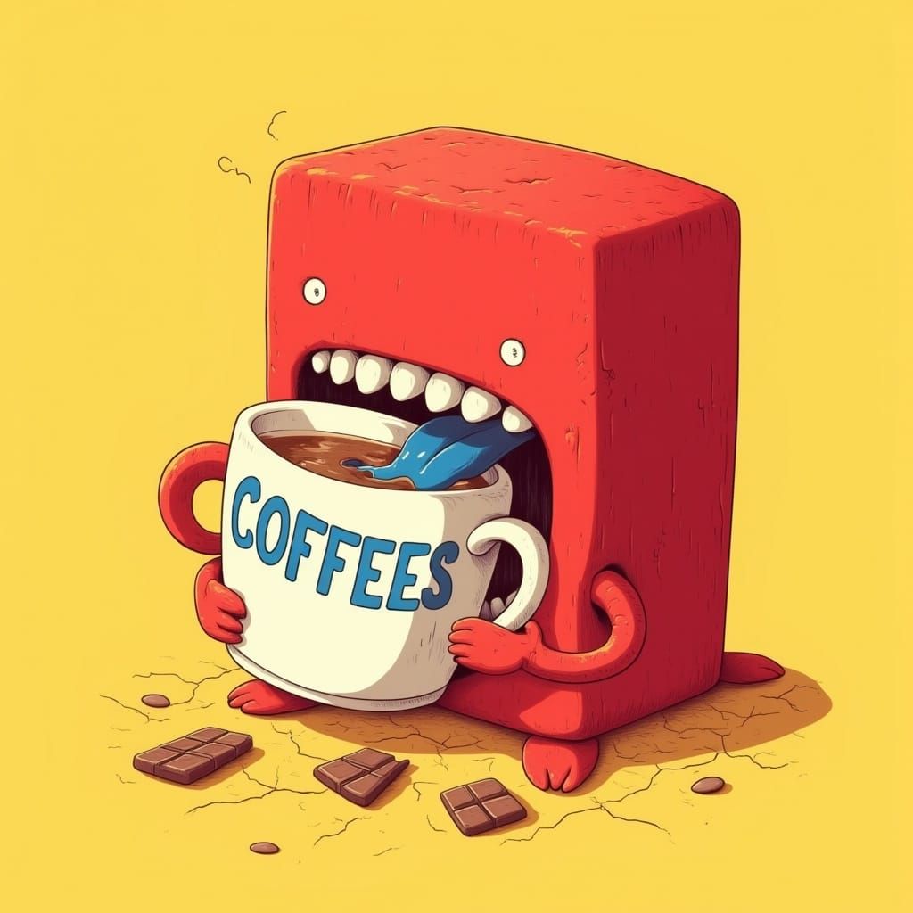 Whimsical Android Creature Craves Coffee in a Brig... - AI Art