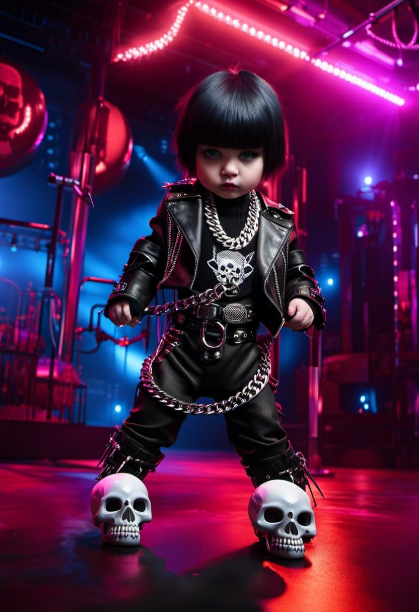 Professional Model Photography of an Emo Goth baby, wearing eye shadow ...